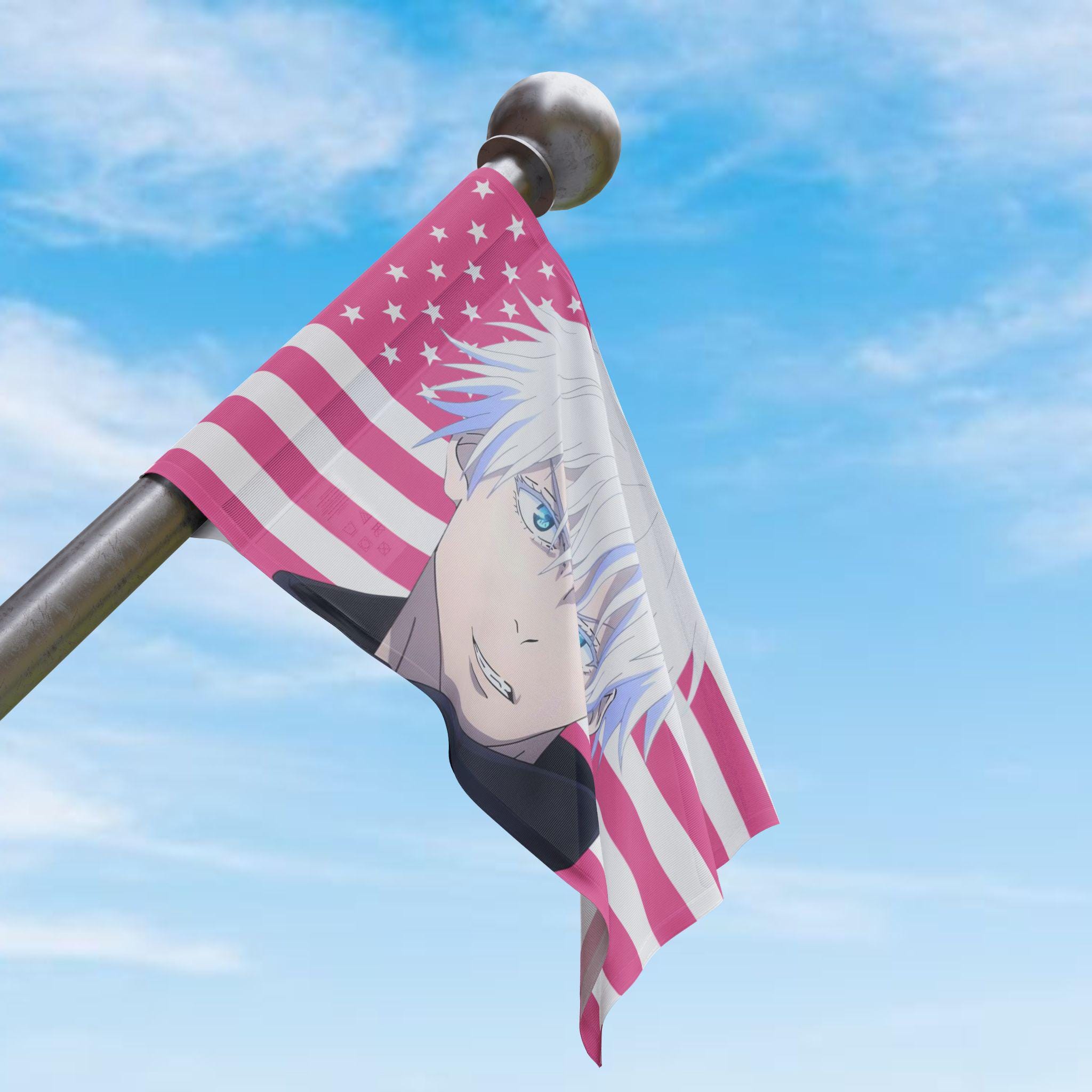 Satoru Gojo Pink Flag, Anime Flag, Japanese Flag, Wall Flag, Room Decor ...