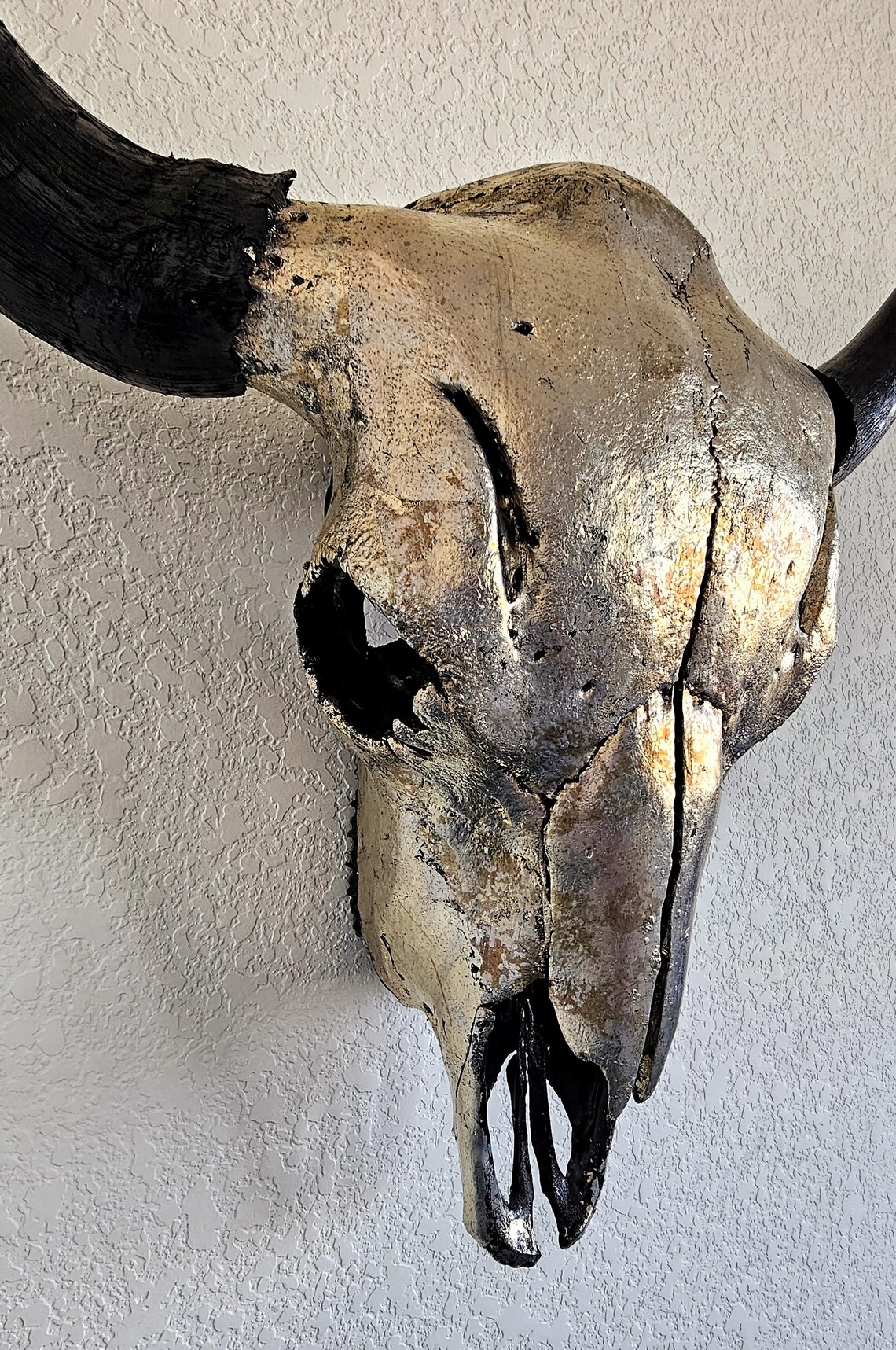 Buffalo Skull Pewter Leafed - Etsy