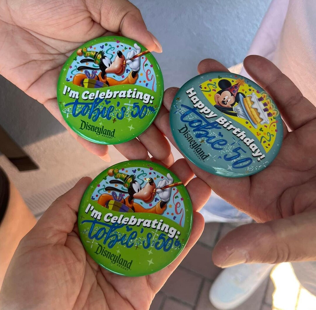 Custom Painted Name Birthday or Celebration Buttons Disneyland Resort ...