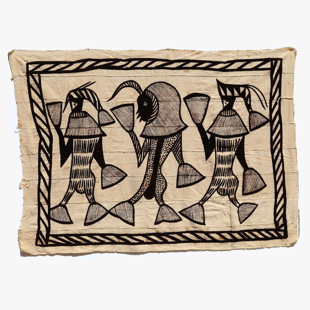 Large African Senufo Korhogo Mud Cloth Painting Wall Hanging Handmade ...