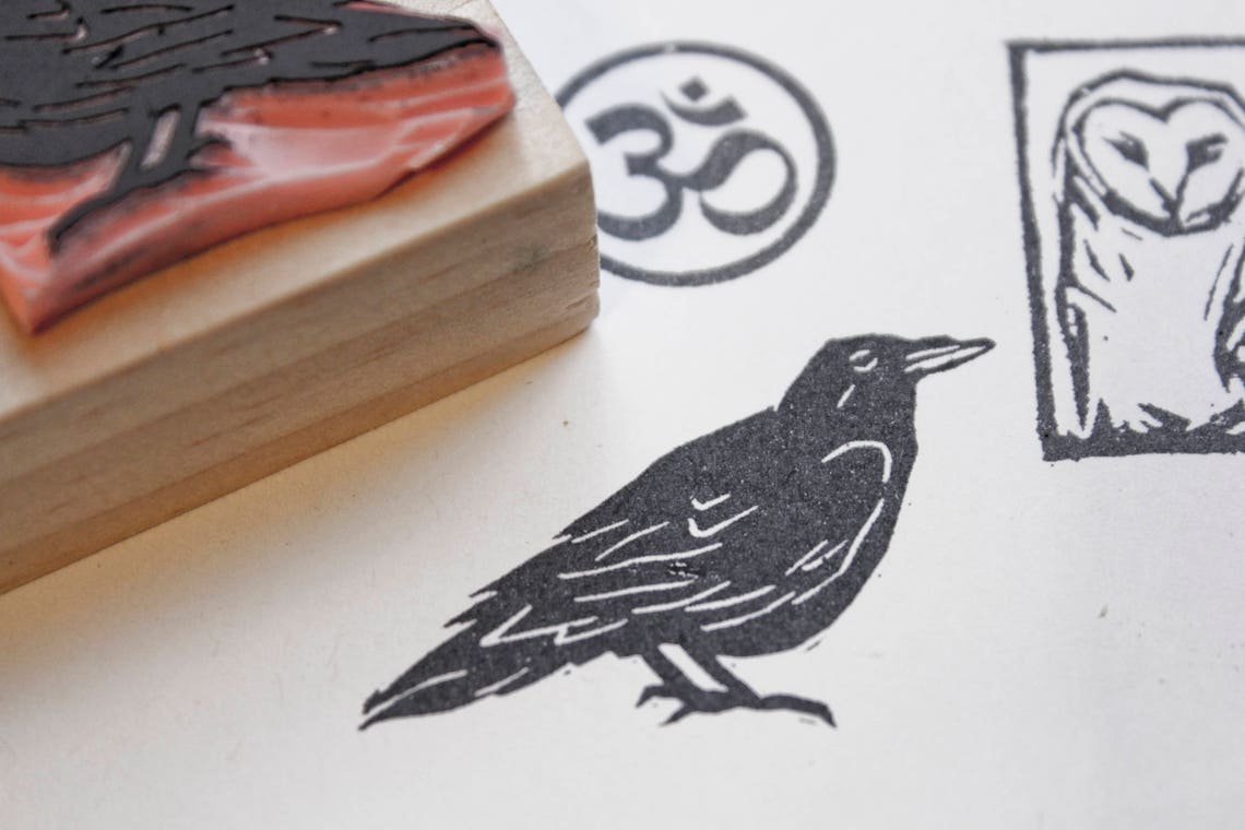 Raven Stamp / Personalized Stamp / Raven Gifts - Etsy