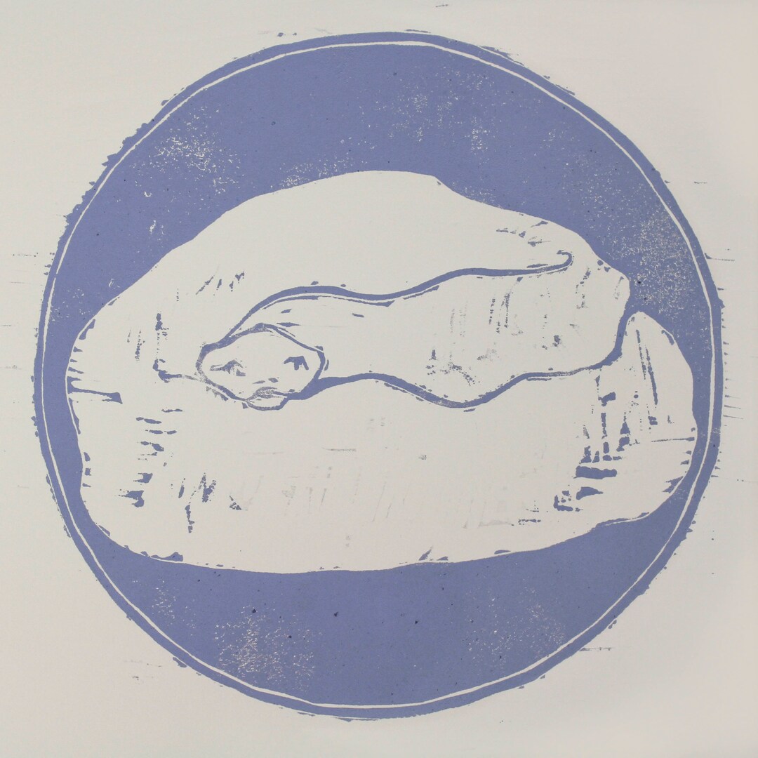 Blue Snake Woodblock Print / Snake Wall Art - Etsy
