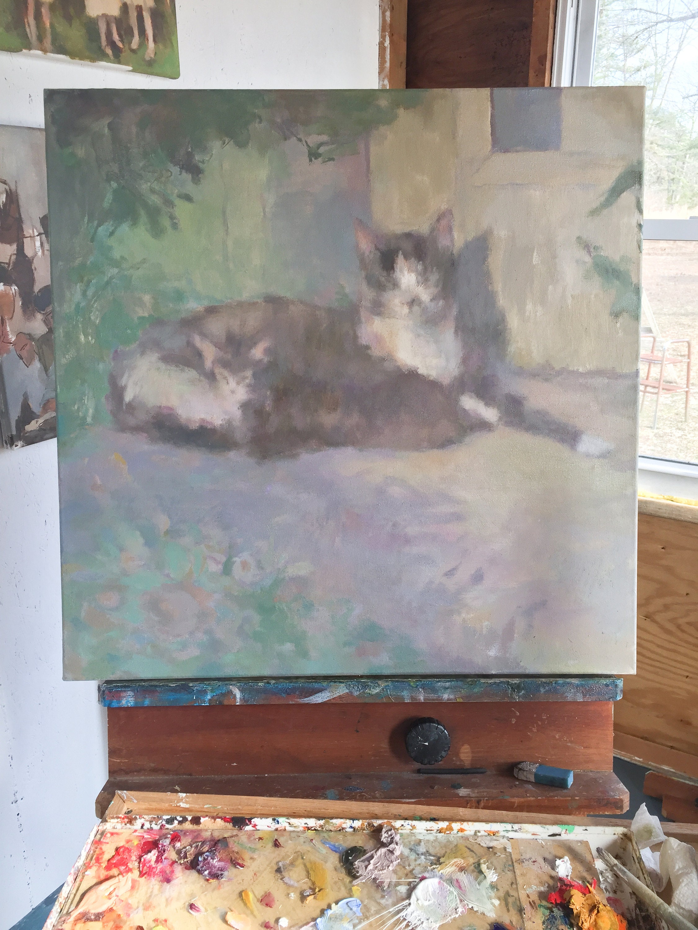 Cat Oil Painting Large Painting Cat Wall Art Mother and | Etsy