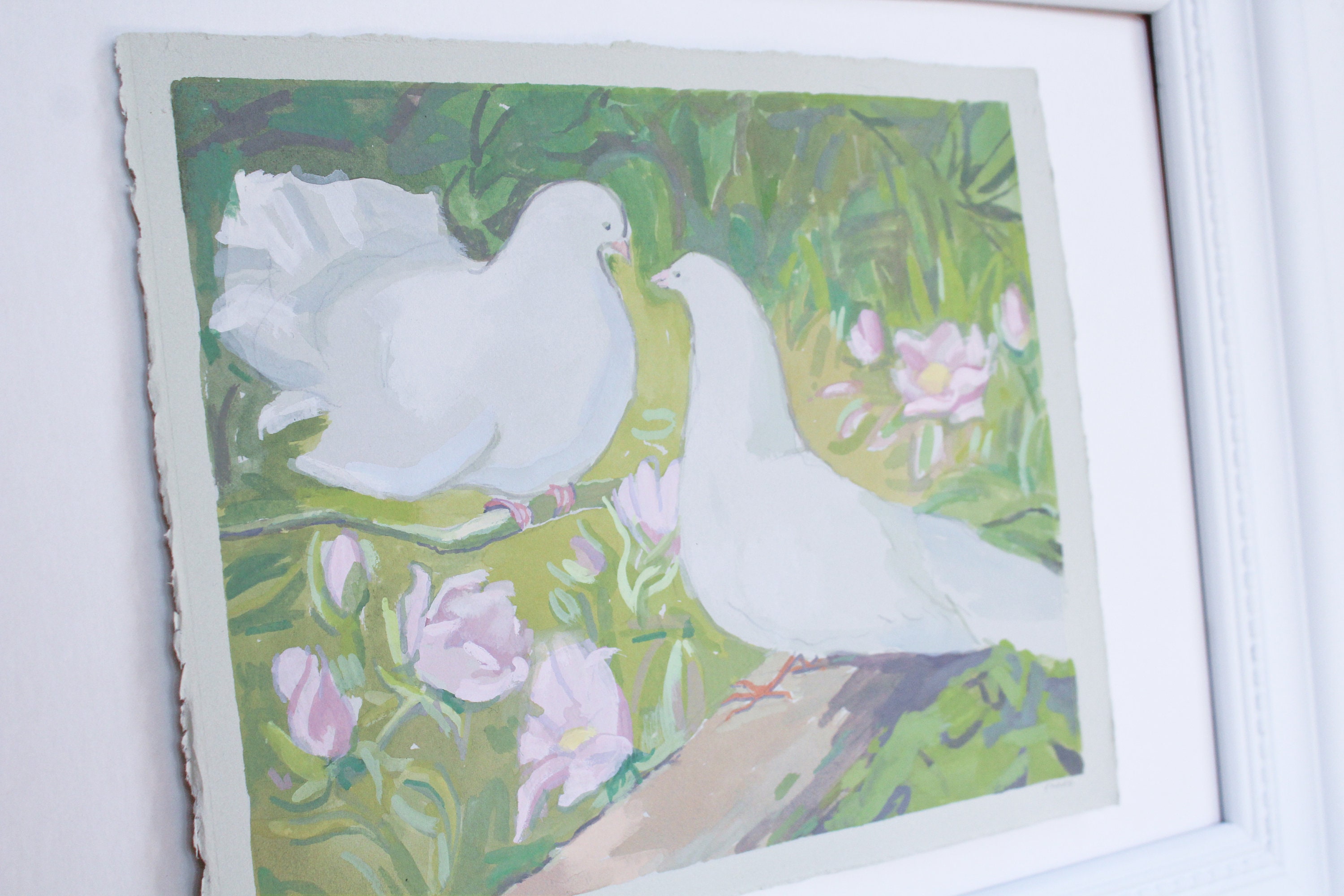 Dove Painting Two Doves Original Painting Dove Wall Art - Etsy España