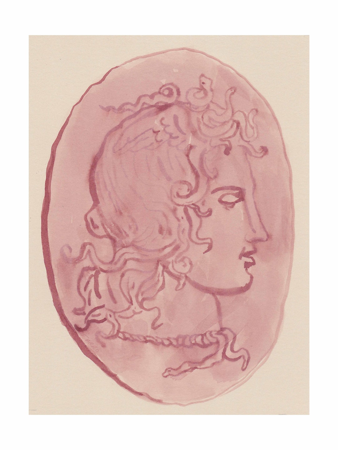 Medusa Coin Art Print, Medusa Painting, Sepia Prints, Neutral Wall Art ...