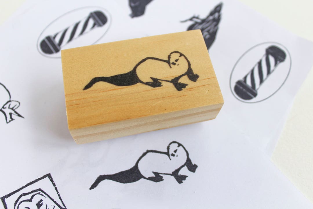 Otter Rubber Stamp / Otter Gifts / Otter Stationery / Ocean Stamps - Etsy