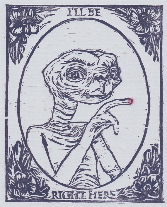 Woodblock print E.T. the Extra-Terrestrial / E.T. wall art / | Etsy