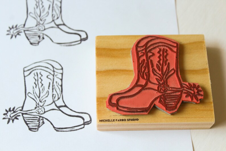 Cowboy Boots Rubber Stamp Western Personalized Rubber Stamp - Etsy