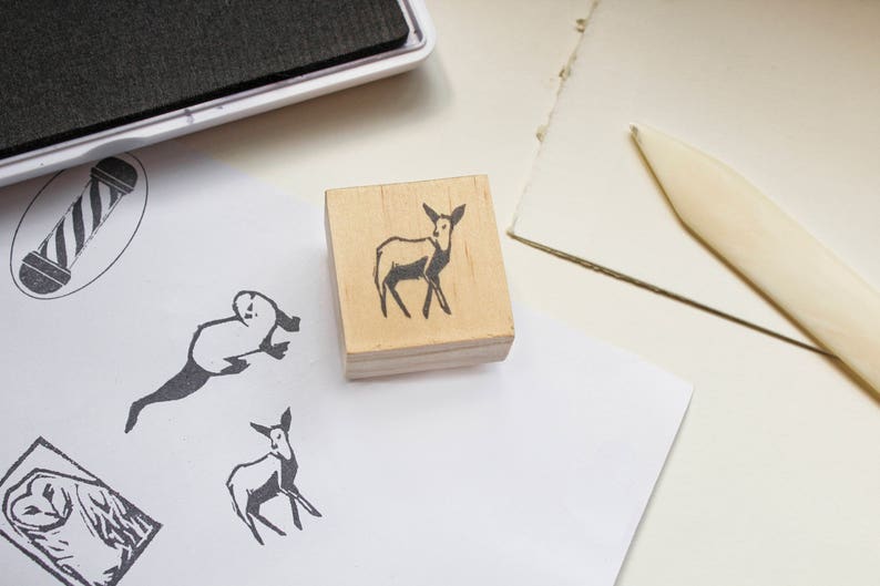 Deer Rubber Stamp / Woodland Creature Personalized Stamp | Etsy