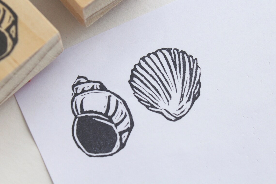 Sea Shell Rubber Stamp Set Personalized Rubber Stamp - Etsy