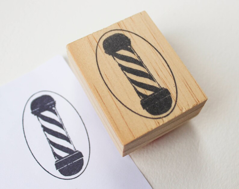 Barber Pole Rubber Stamp Barbershop Decor Barbershop - Etsy