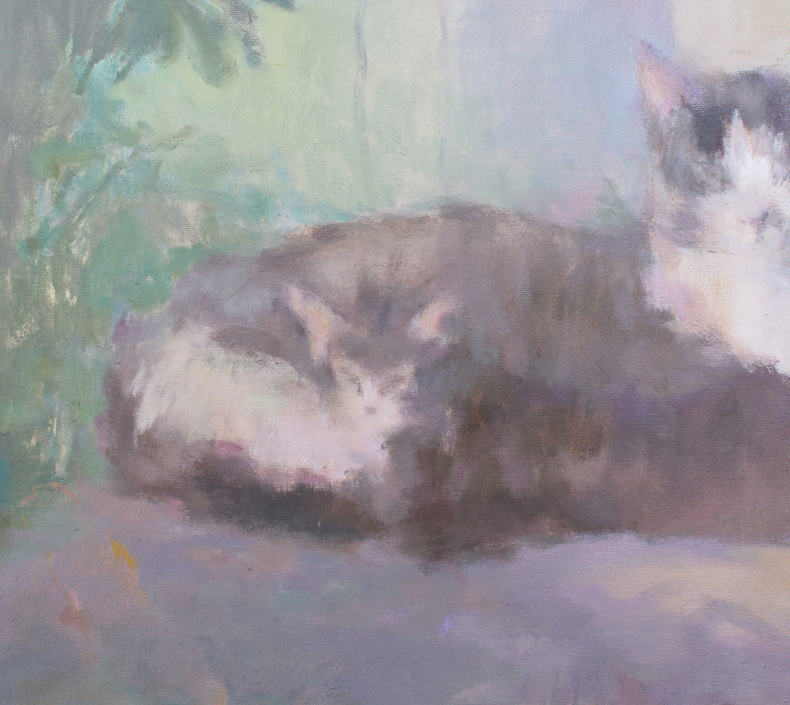 Cat Oil Painting Large Painting Cat Wall Art Mother and | Etsy