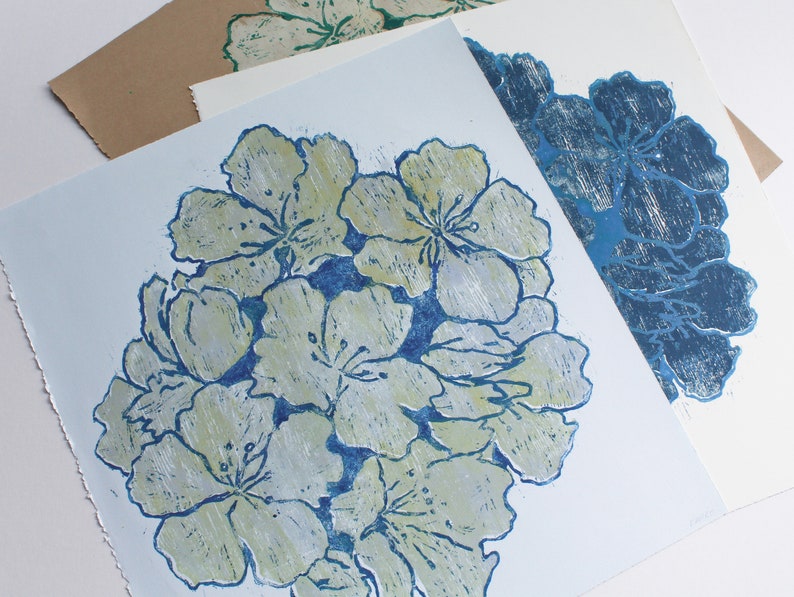 Hand-pulled Floral Woodblock Print moonlit - Etsy