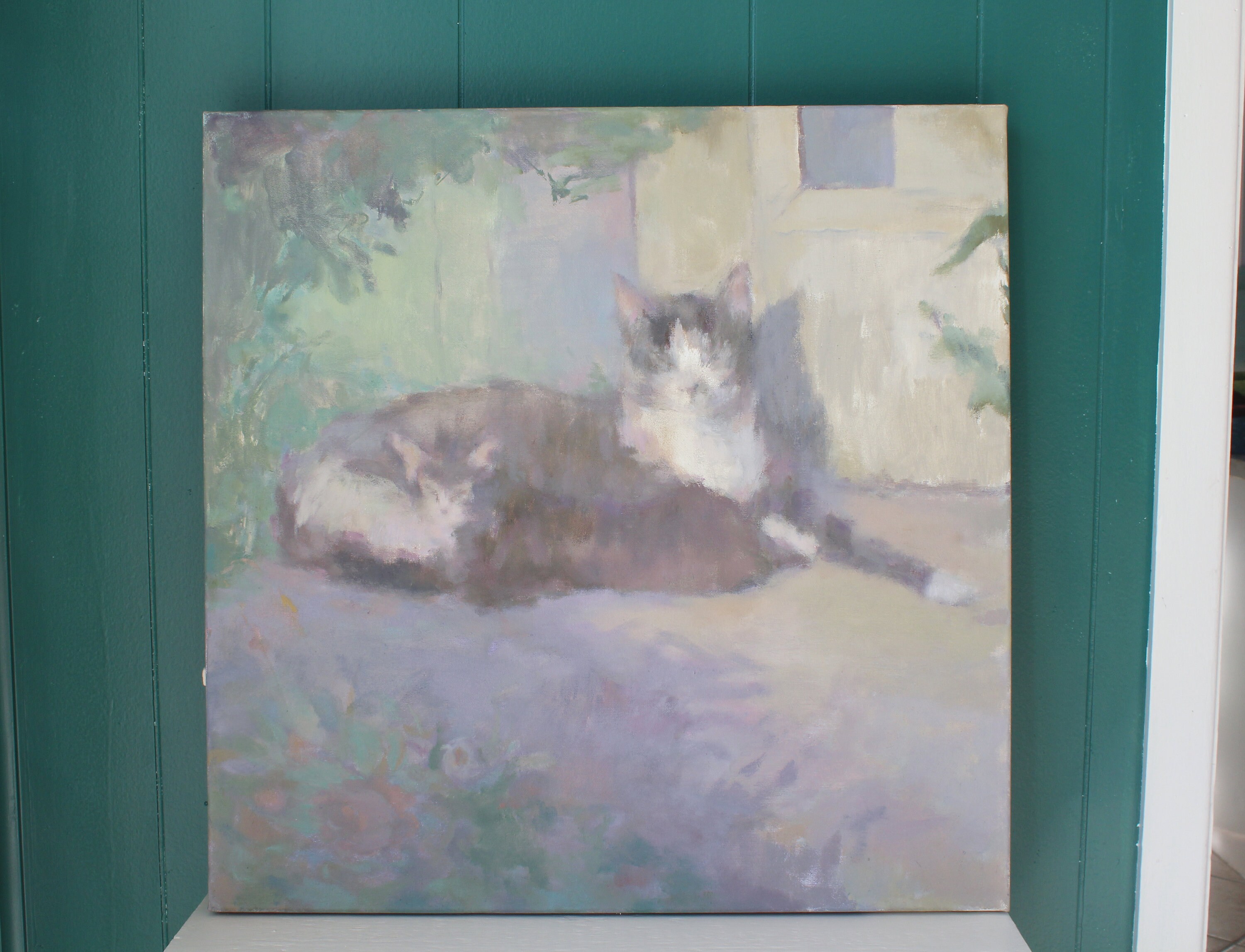 Cat Oil Painting Large Painting Cat Wall Art Mother and | Etsy