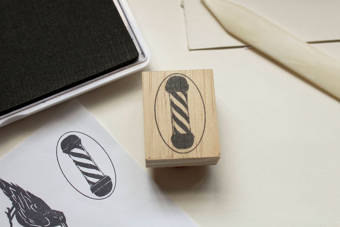 Barber Pole Rubber Stamp Barbershop Decor Barbershop - Etsy