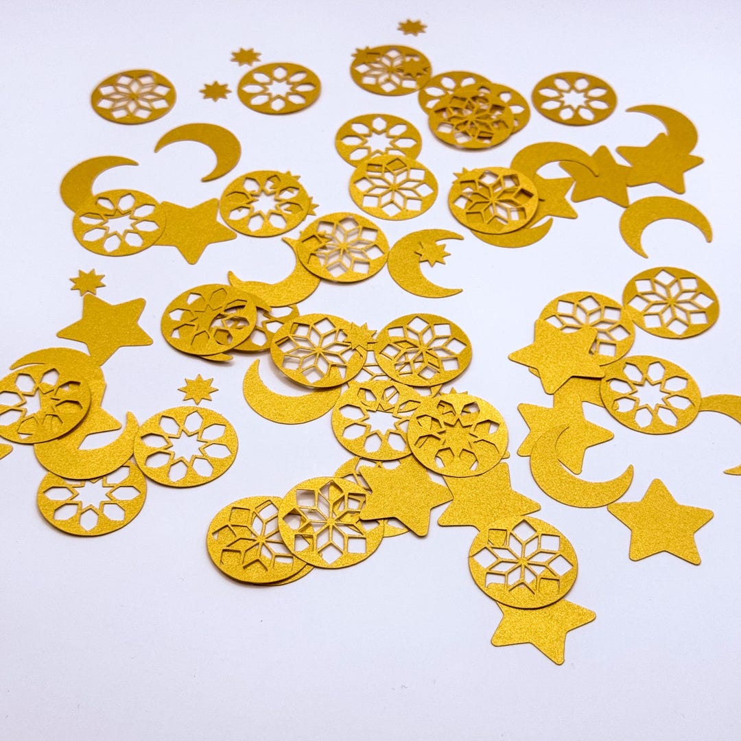 Eid Ramadan Iftar Moon and Star Gold Confetti Decoration Table Scatter ...