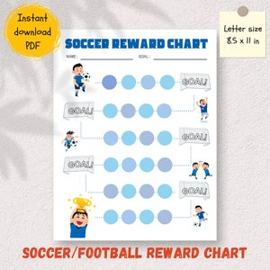 Soccer Reward Chart, Sticker Chart, Toddler, Preschool, Behavior Chart ...
