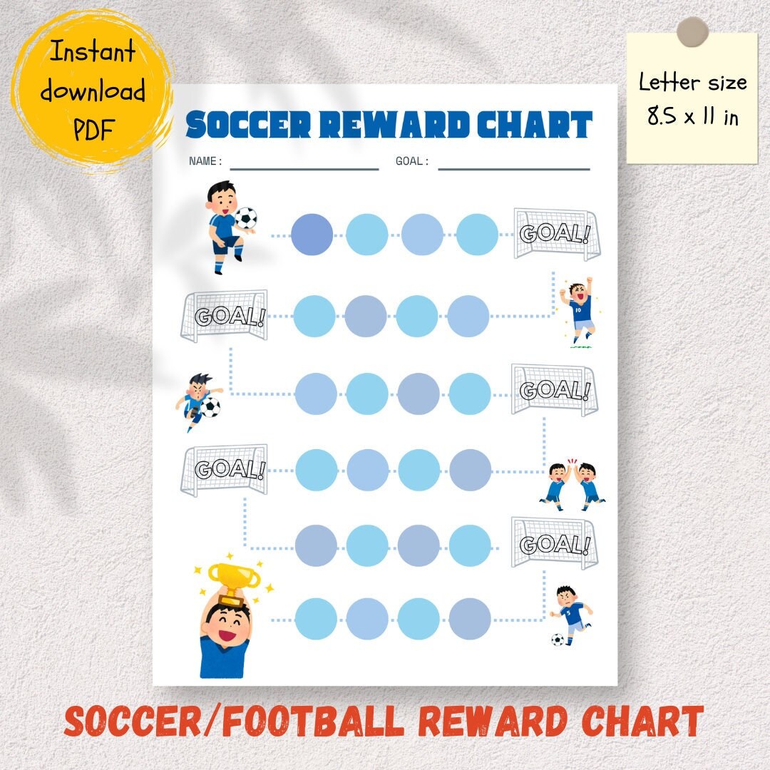 Soccer Reward Chart, Sticker Chart, Toddler, Preschool, Behavior Chart ...