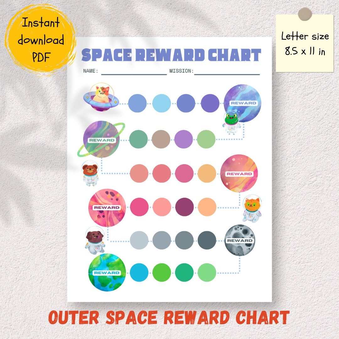 Space Reward Chart, Sticker Chart, Toddler, Preschool, Behavior Chart ...
