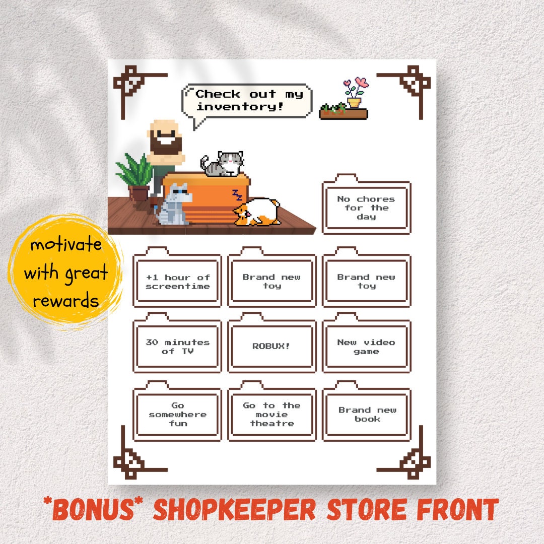 Video Game Daily Chore Chart, Sticker Chart, Toddler, Preschool ...