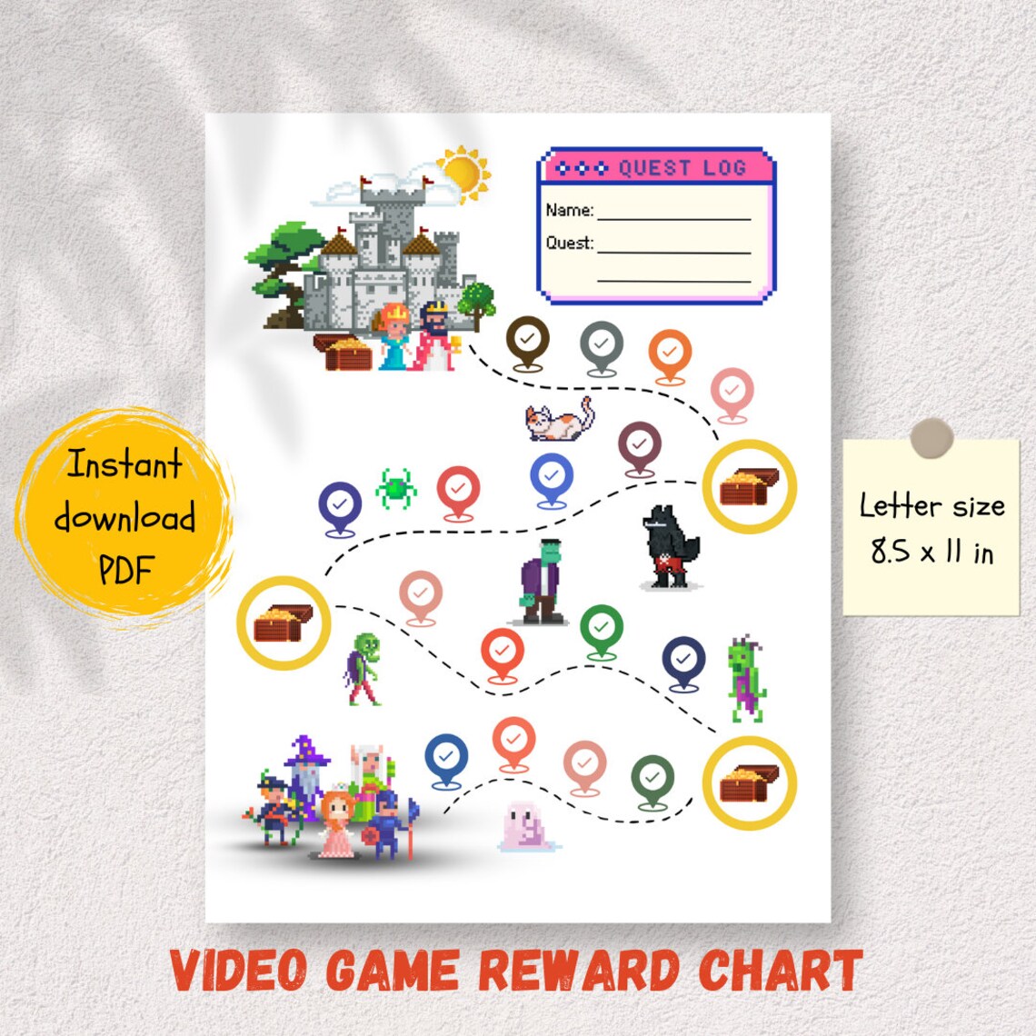 Video Game Reward Chart, Sticker Chart, Toddler, Preschool, Behavior ...