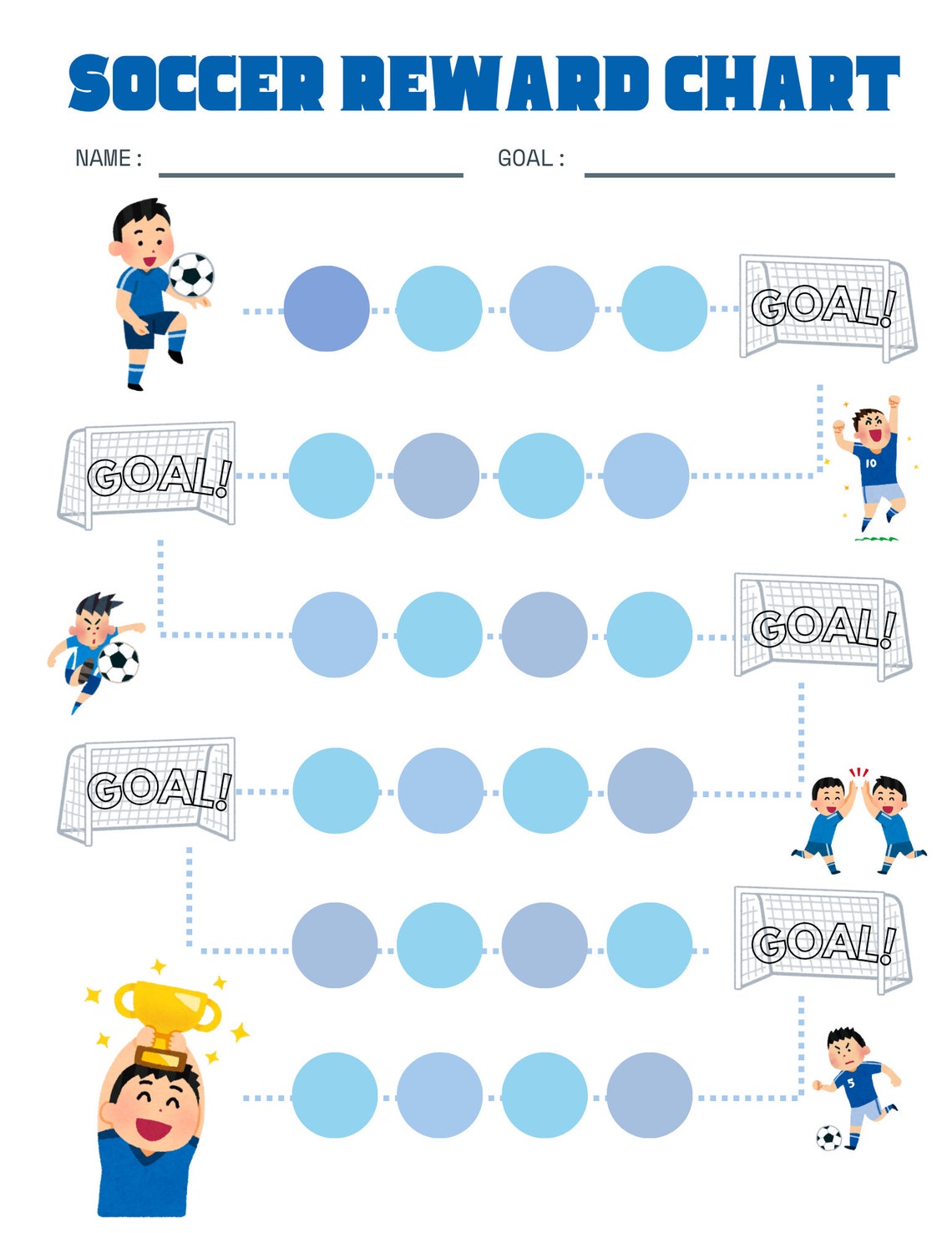 Soccer Reward Chart, Sticker Chart, Toddler, Preschool, Behavior Chart ...