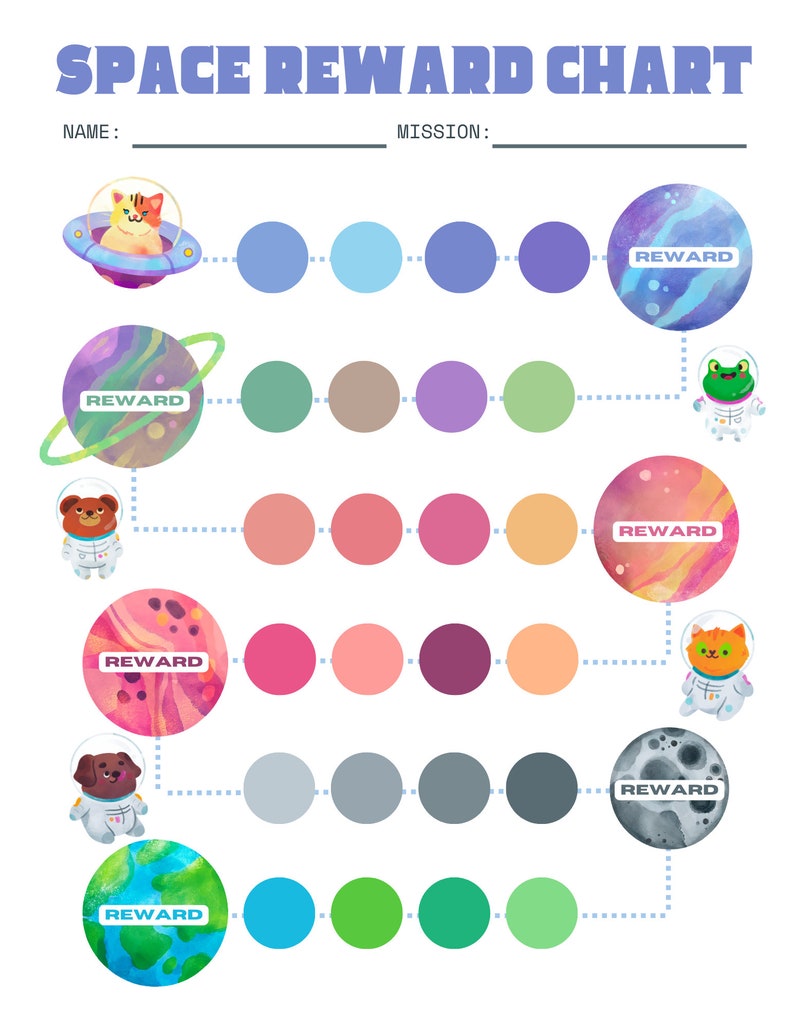 Space Reward Chart, Sticker Chart, Toddler, Preschool, Behavior Chart ...