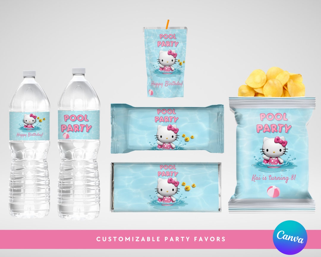 Kitty Pool Party Pack Pool Party Favors Kitty and Friends Birthday ...