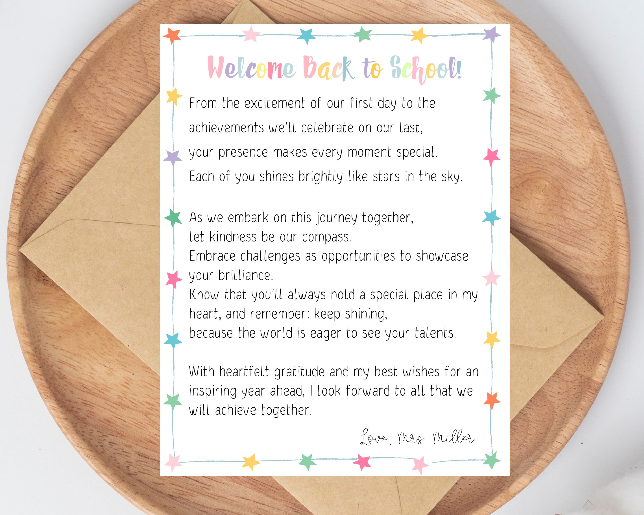 Printable First Day of School Letter, Welcome Letter to Students, Gift ...