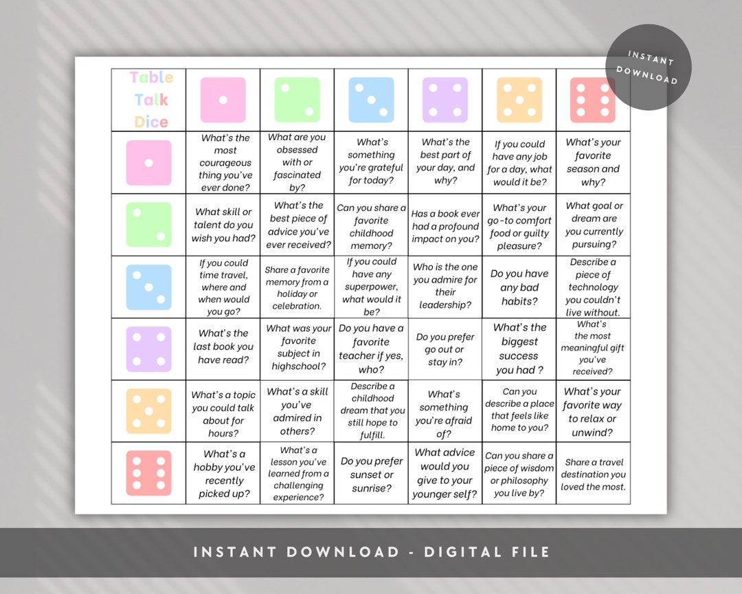 Dicebreaker Roll and Tell Game, Table Talk Dice, Get to Know You, Dice ...