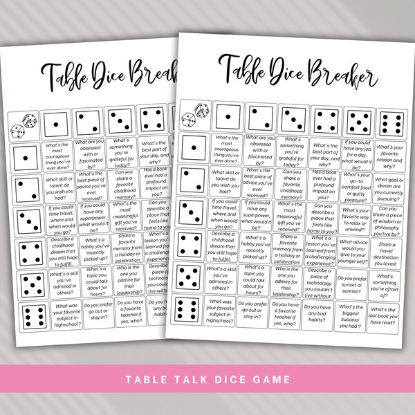 Dice Breaker Game, Roll and Tell Game, Get to Know - Etsy