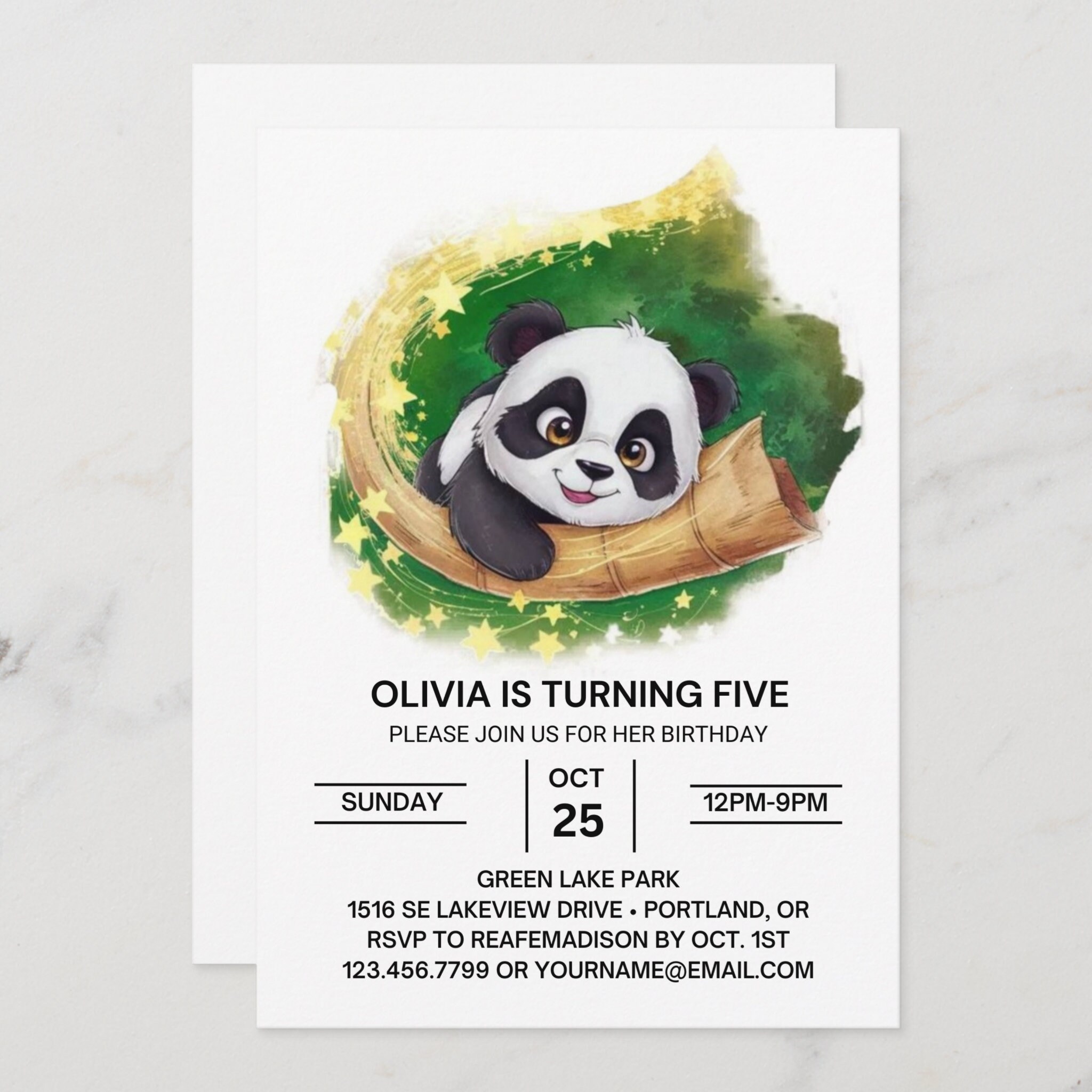Panda Birthday Invitation Template, Editable Panda Invitation, Kids ...