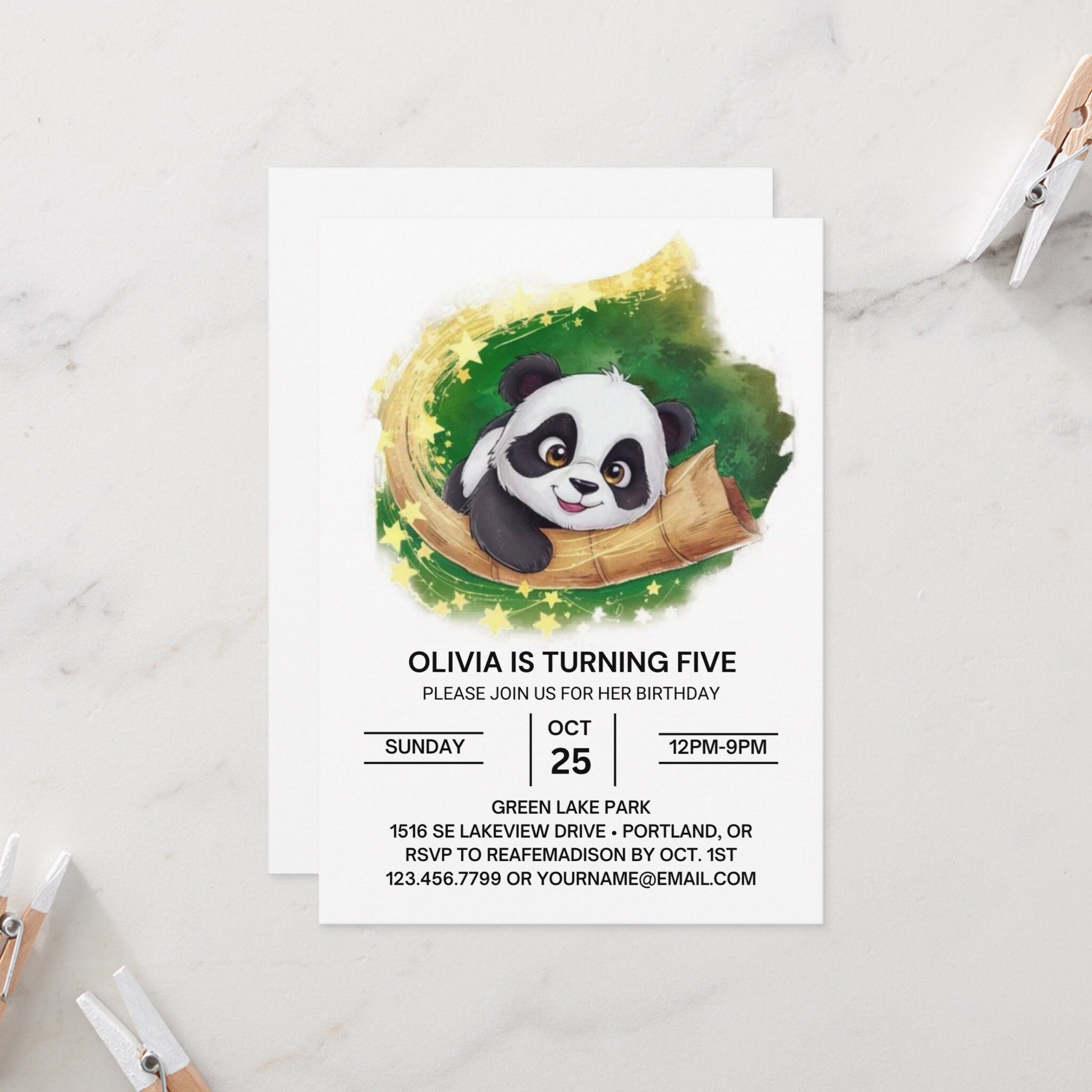 Panda Birthday Invitation Template, Editable Panda Invitation, Kids ...