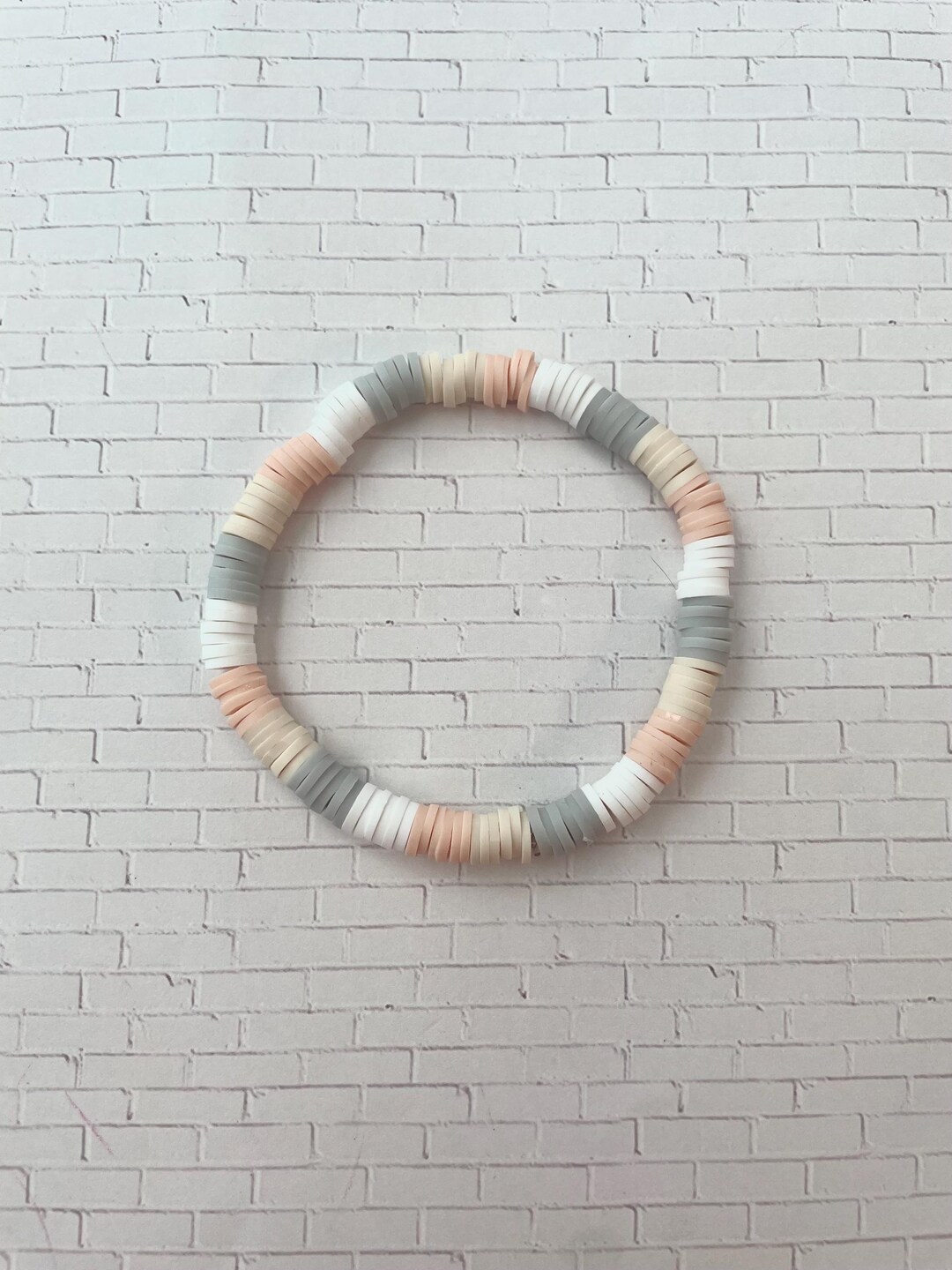 Neutral Clay Bead Bracelet, Clay Bead Bracelet, Beaded Bracelet ...