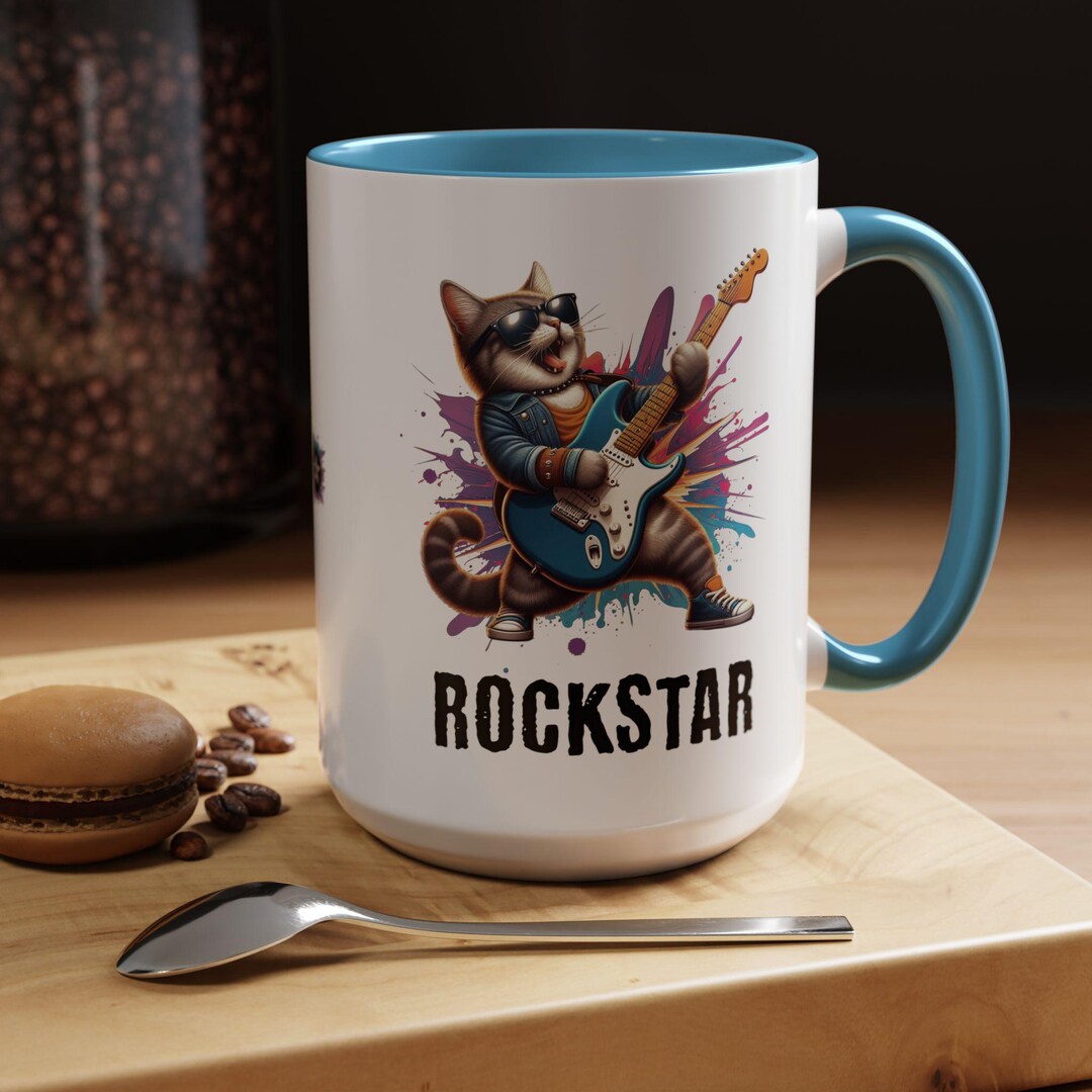 Rockstar Cat Coffee Mug: Funny Music Lover Gift - Etsy