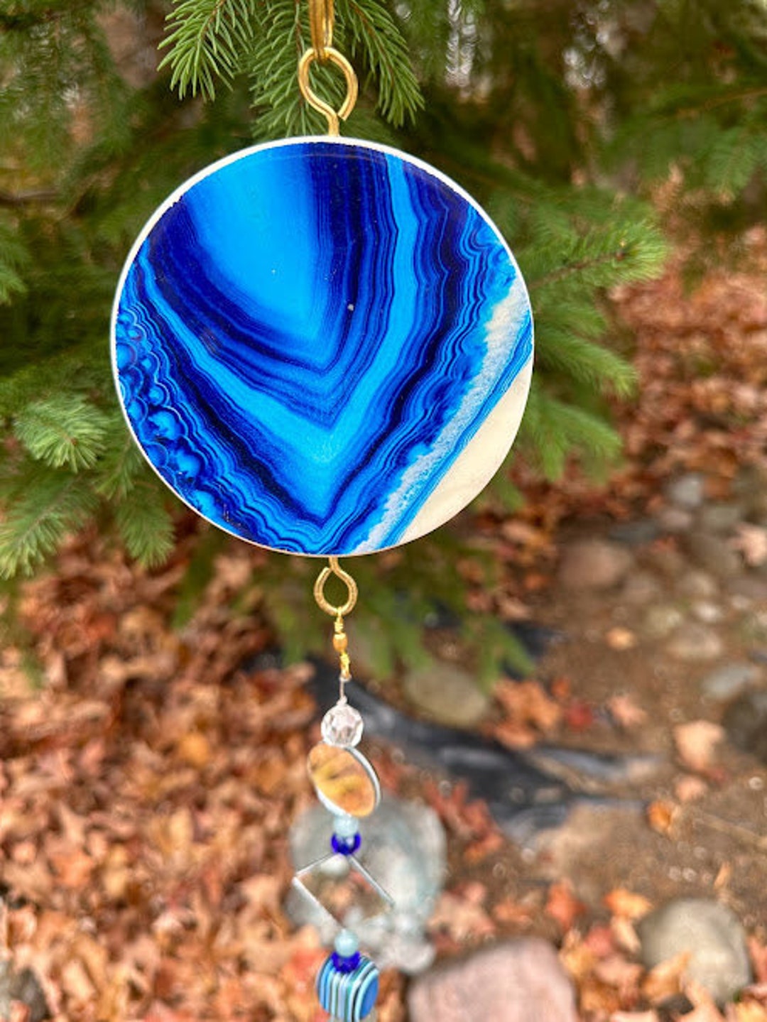 Blue-agate-marble-suncatcher - Etsy UK