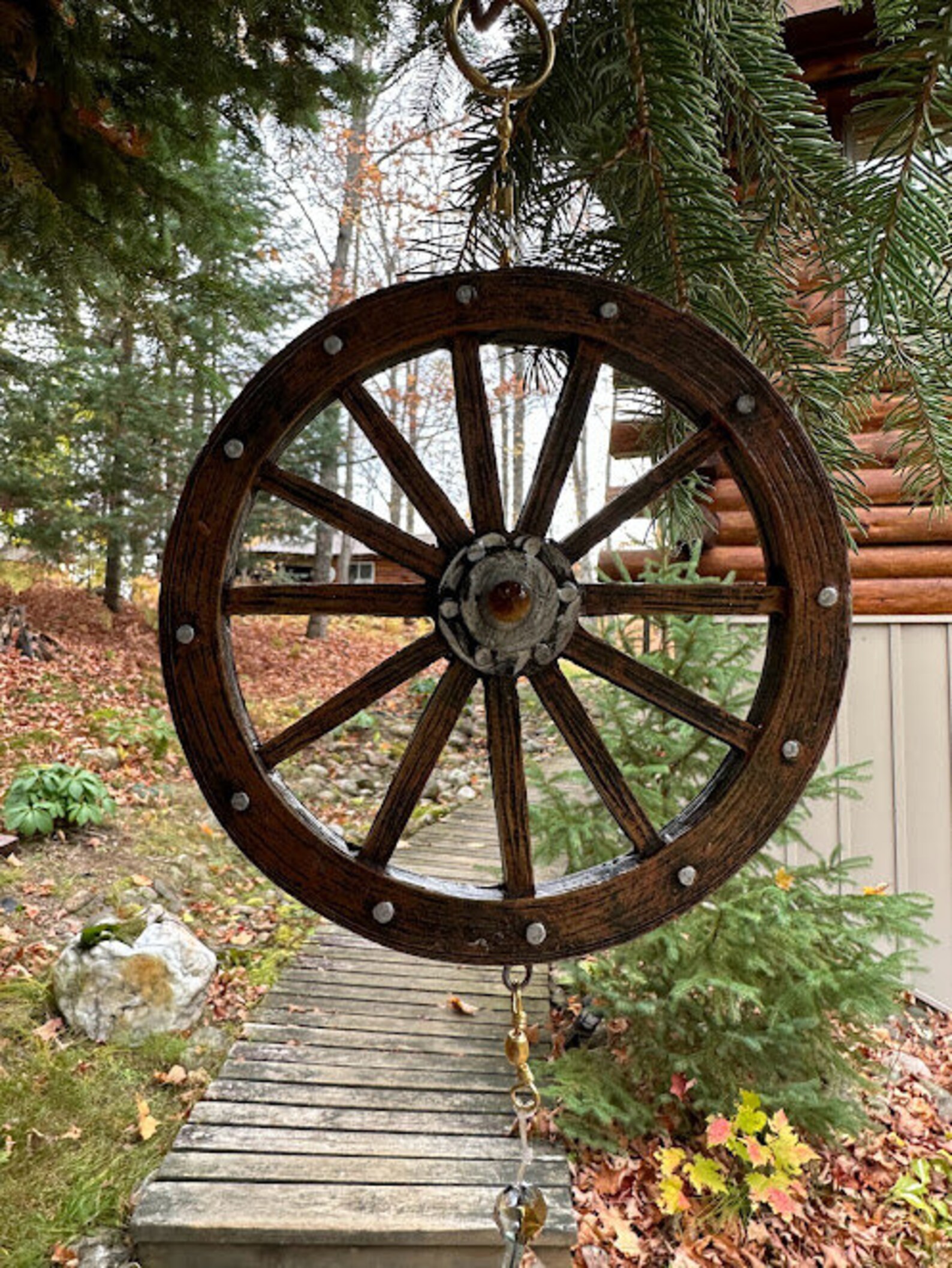 Rustic Wagon Wheel Suncatcher Crystals Brown Silver Gold Large Prism - Etsy