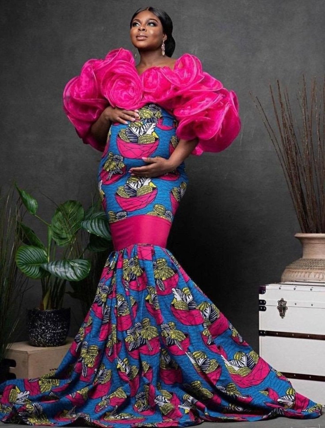 Luxury Pregnancy Dress, African Print Maternity Dress, Ankara Mermaid ...
