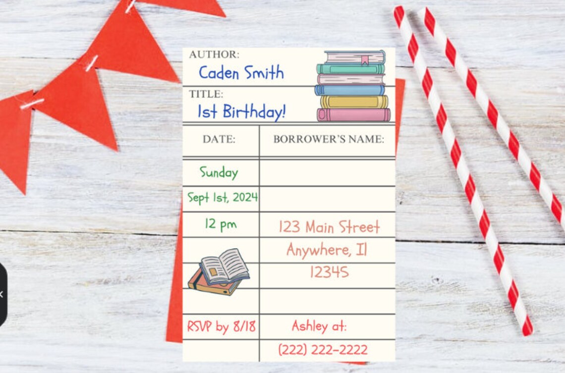 Book Birthday Invitation Template/ Storybook Birthday/ Baby's First ...