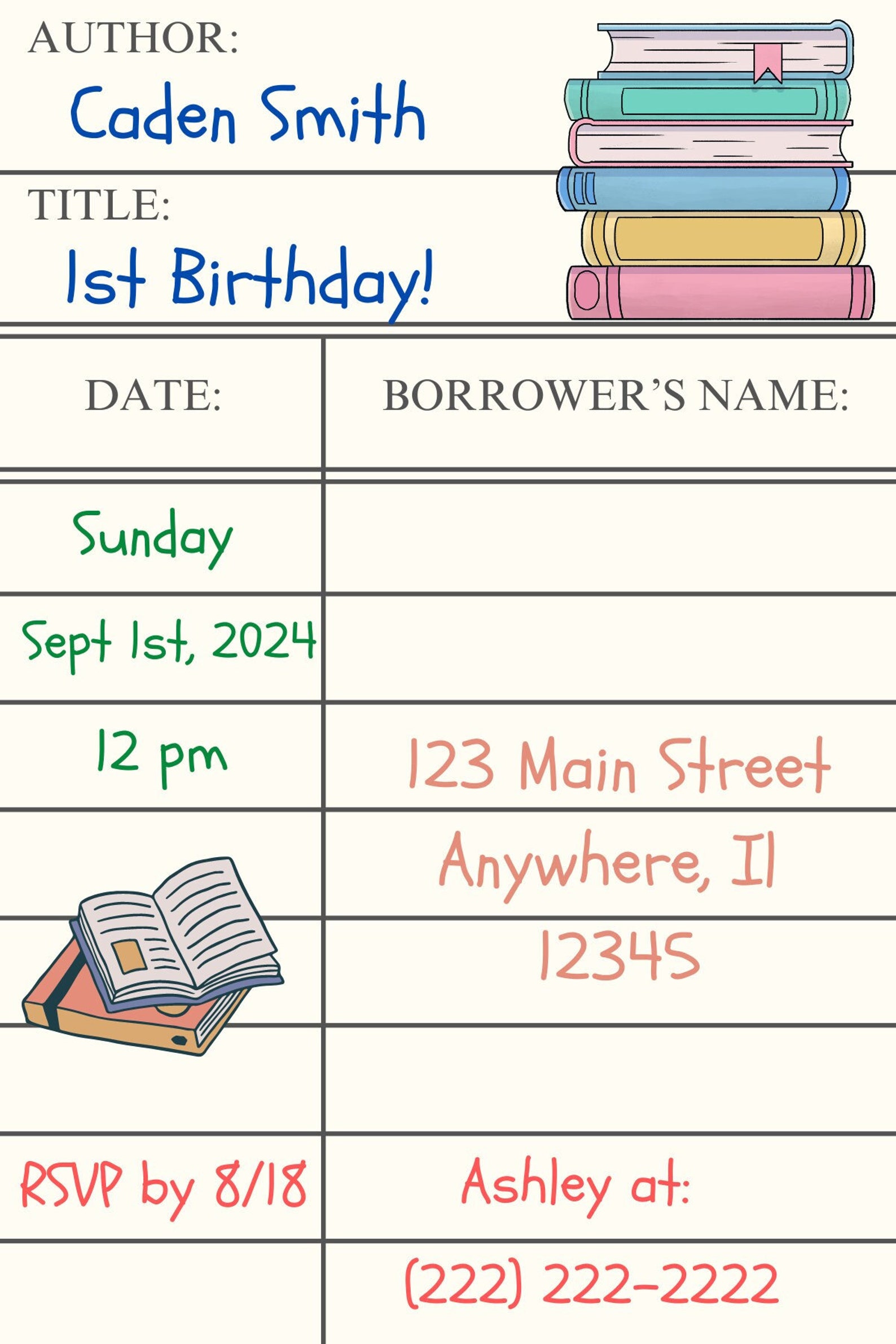 Book Birthday Invitation Template/ Storybook Birthday/ Baby's First ...