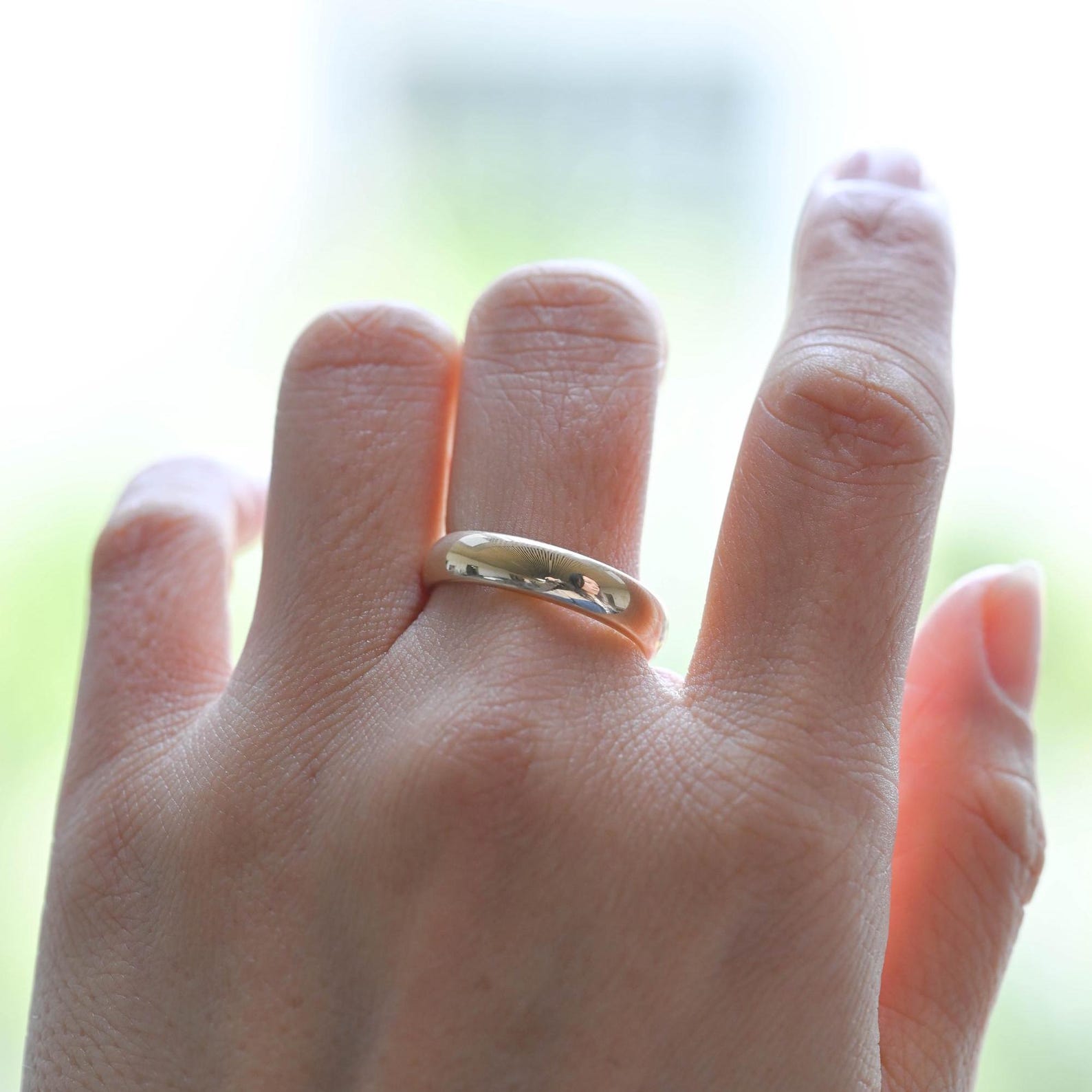Solid Gold 5mm Width Dome Shape Band, Classic Rounded Wedding Band for ...