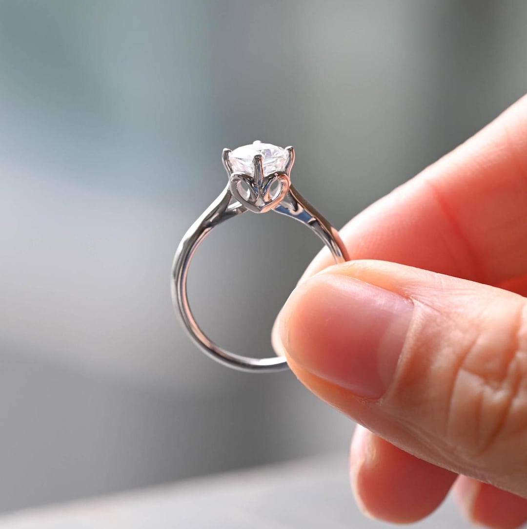 Solid Gold Cathedral Knife Edge Cushion Cut Moissanite Engagement Ring ...