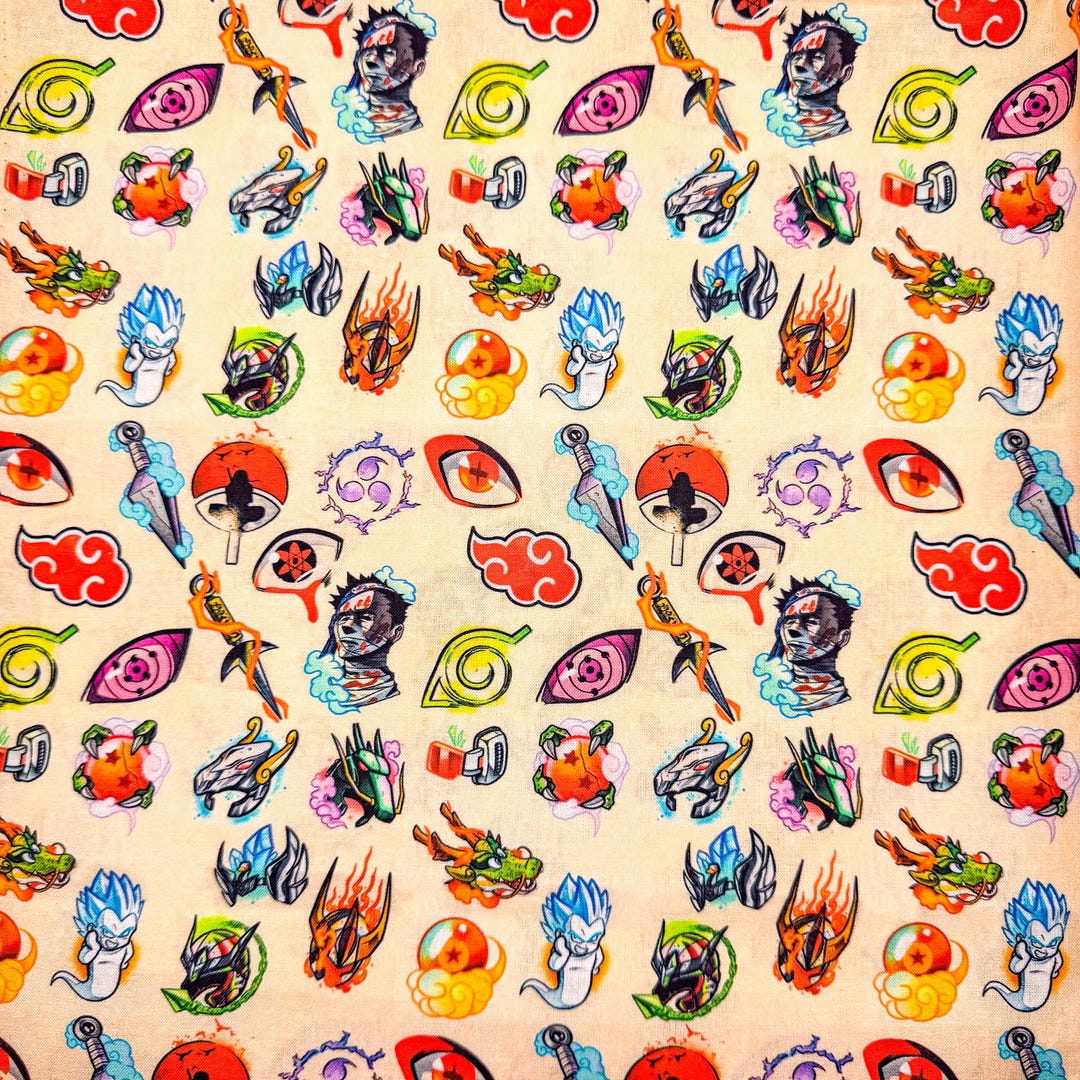 Anime Collage Fabric 100 % Cotton Woven Fabric by the Half Meter - Etsy