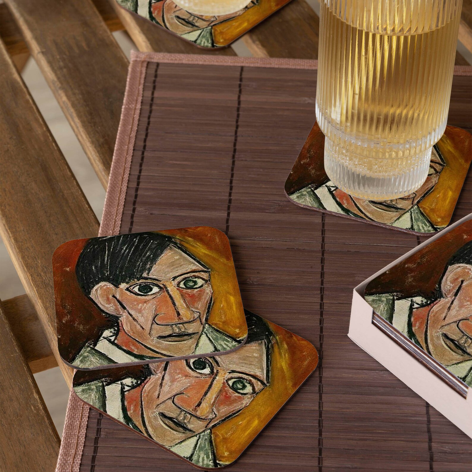 Picasso Art Stone Coasters - Unique Drink Coasters, Set of 4, Artistic ...