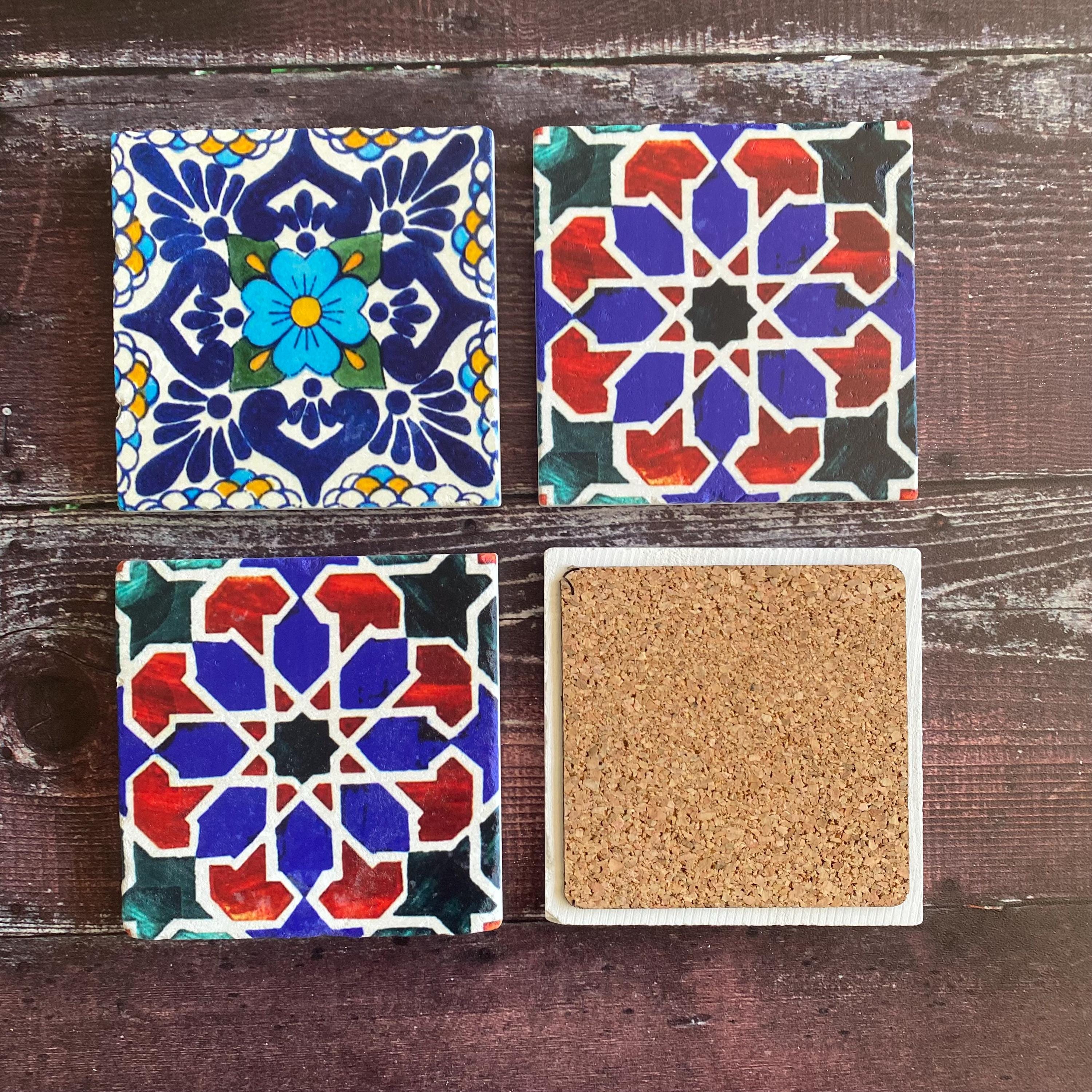 Moroccan Tile Stone Coasters Set of 4 , Decorative Drink Coasters ...