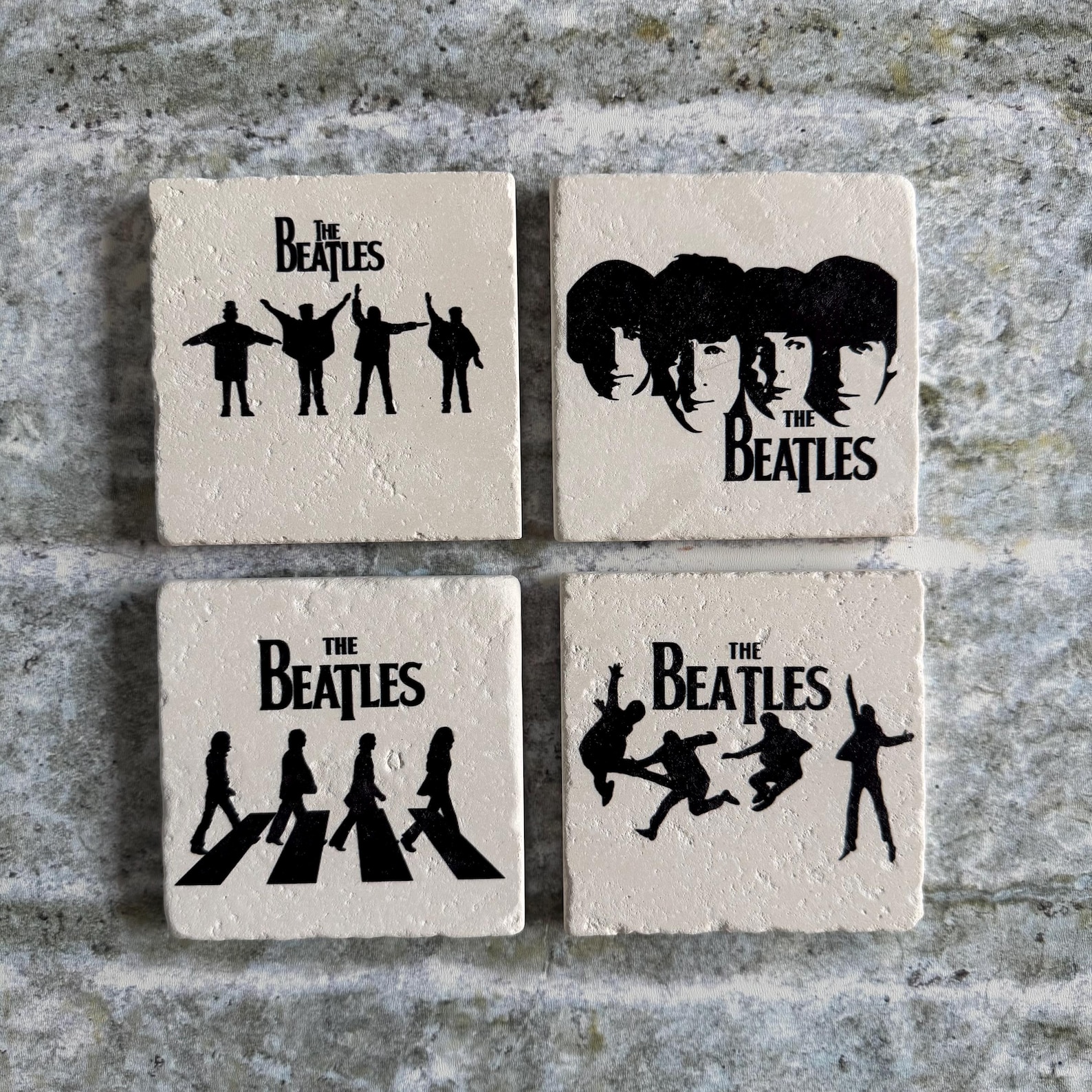 The Beatles Stone Coasters, Abbey Road Wood Coasters, Rock Music ...