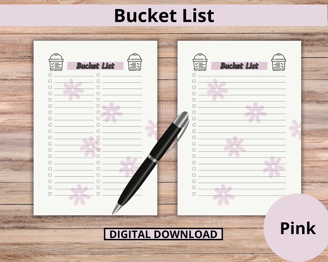 Printable Bucket List PDF | Instant Digital Download | Bucket List for ...