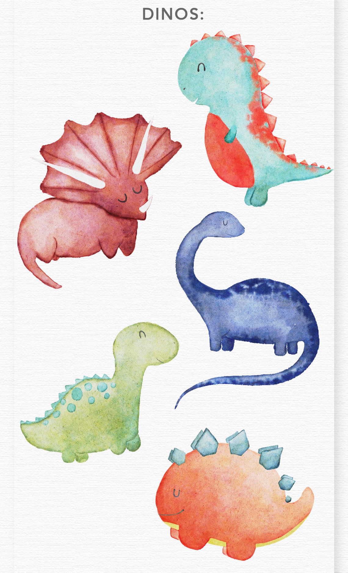 WATERCOLOR DINOSAUR CLIPART Commercial Use Watercolor - Etsy