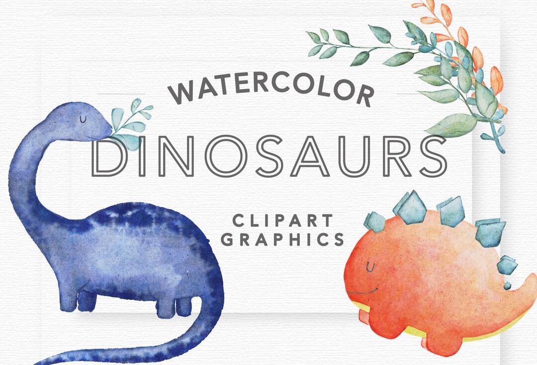 WATERCOLOR DINOSAUR CLIPART, Commercial Use Watercolor Clipart, Dino ...