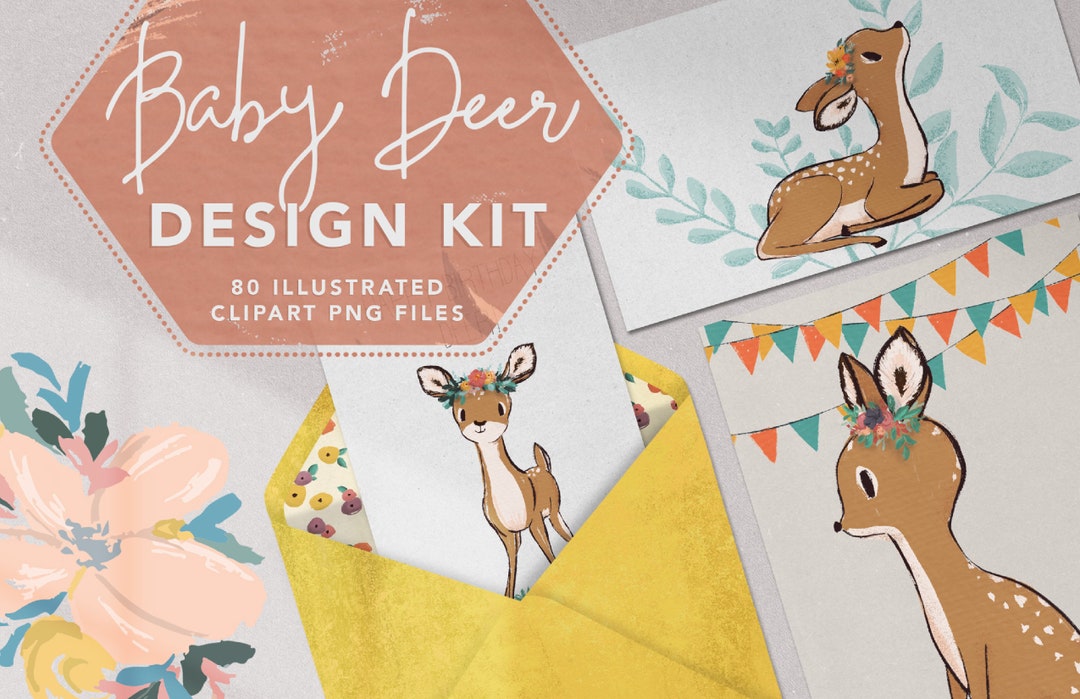 80+ EASTER DEER CLIPART | Hand Painted Fawn Character Illustrations ...